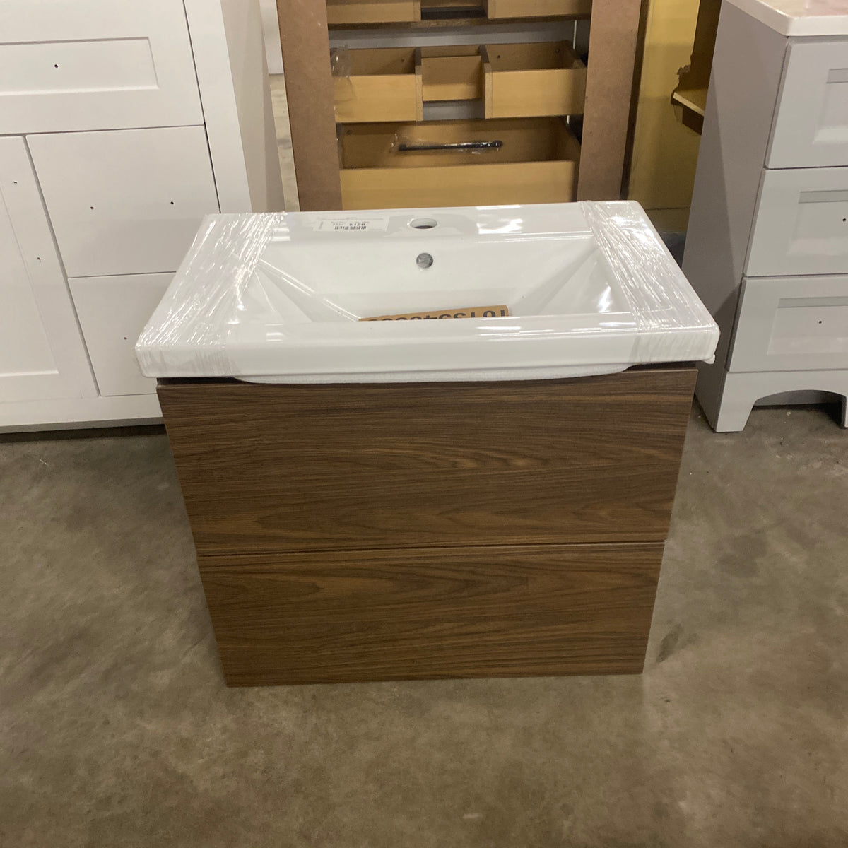 Ardwick 24 in. Single Sink Mocha Walnut Bath Vanity with White Ceramic ...
