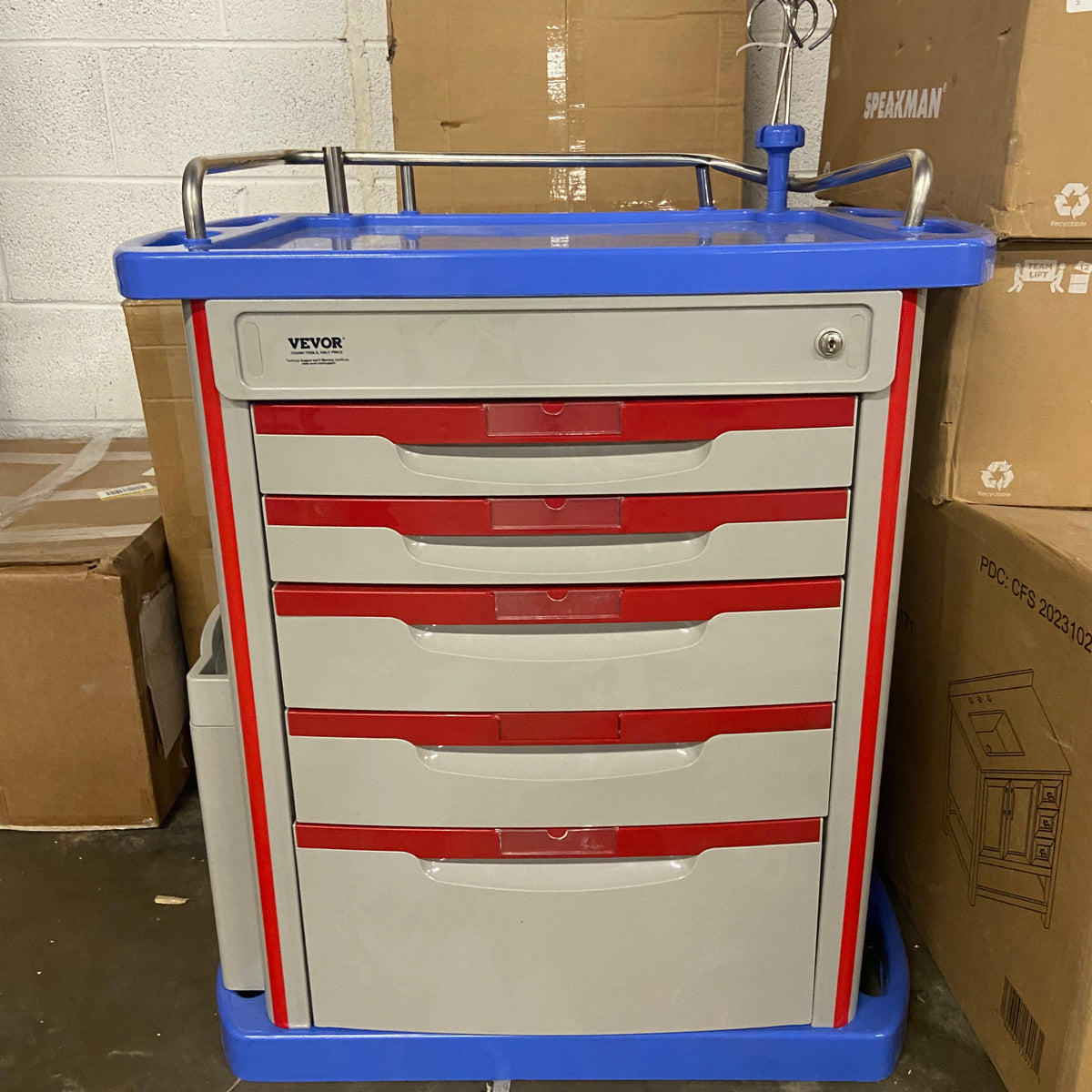 Utility cart Blue Steel Kitchen Cart with 5 Tiers Lab Carts Mobile Med ...